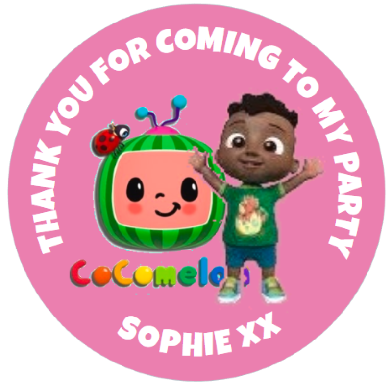 48 Personalised COCO MELON inspired GLOSSY stickers for party bags ...