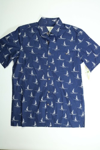 Men’s Island Shores Navy Boats Short Sleeve Button Up Shirt NEW! NWT | eBay