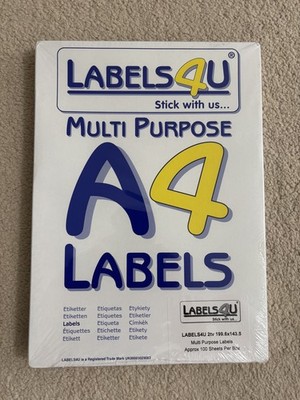 Labels4u A4 White STICKY Labels 100 Sheets of 2 Labels Per Sheet 199 ...