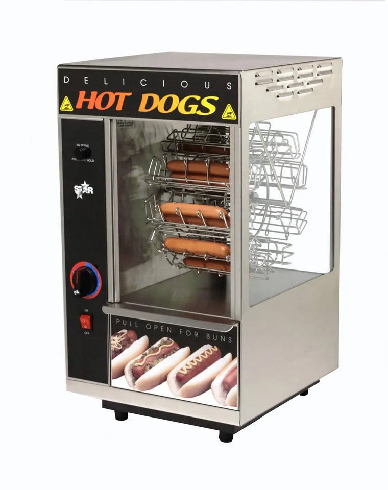 Star 174CBA Hot Dog & Bun Broiler w/ Cradle Wheel & 18 Dogs/12 Buns Cap ...