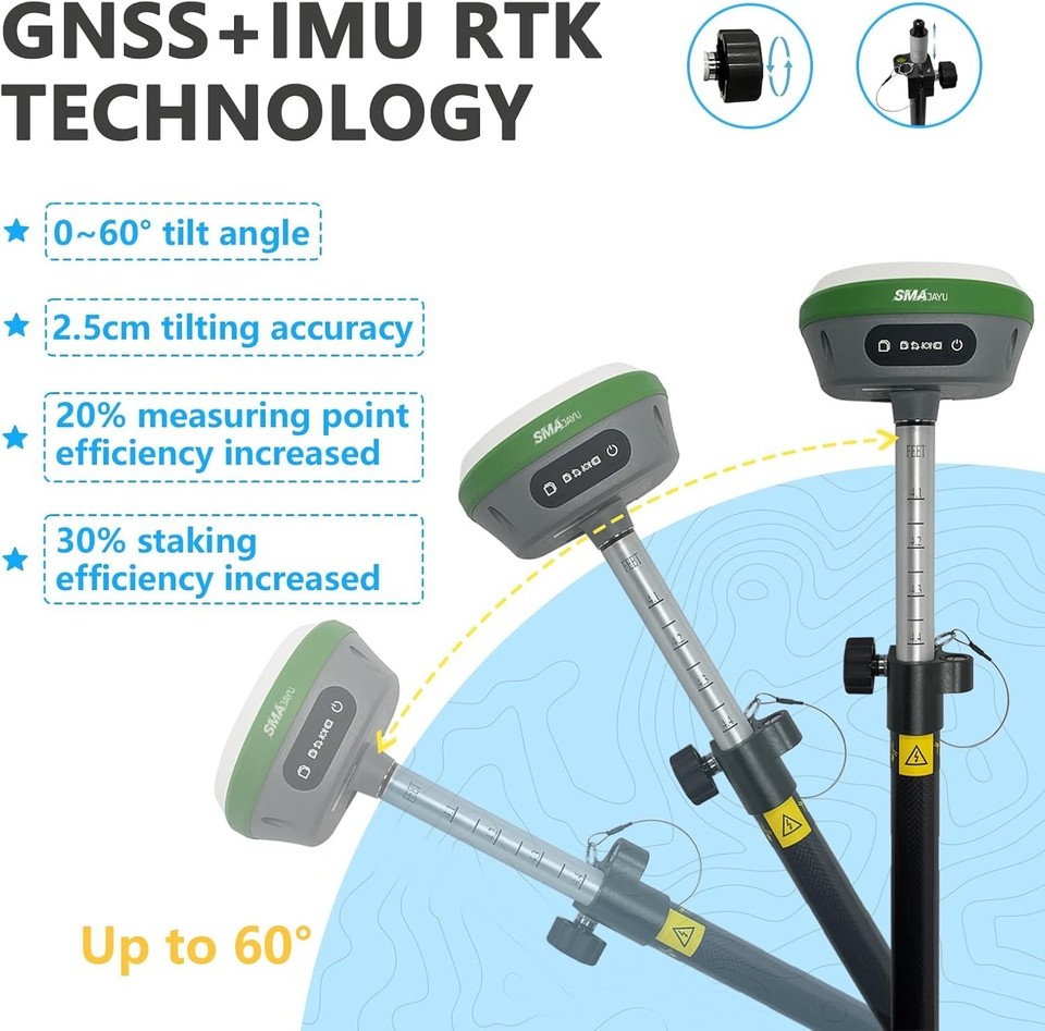 RTK GNSS Surveying Equipment with Data Collector 1cm Accuracy SMA26 ...