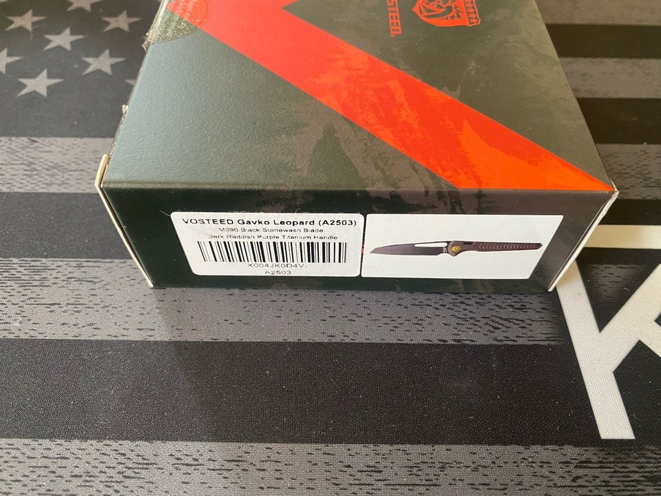 Vosteed Gavko Leopard Top Linerlock 3.38" M390 Titanium Folding Knife | eBay