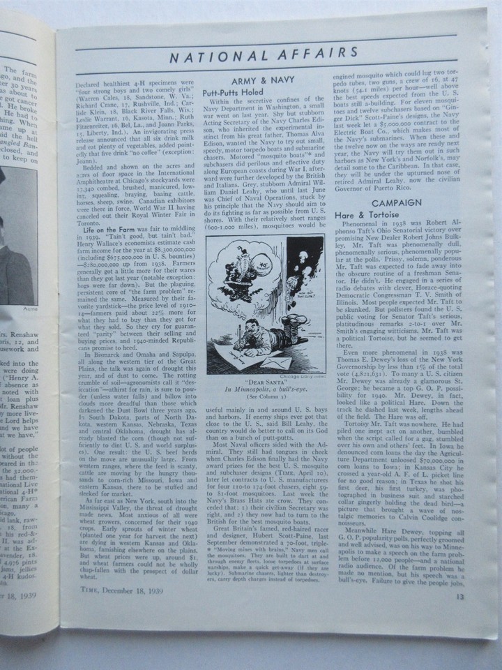 Time Magazine December 18, 1939 Ex-President Herbert Hoover -NO LABEL ...