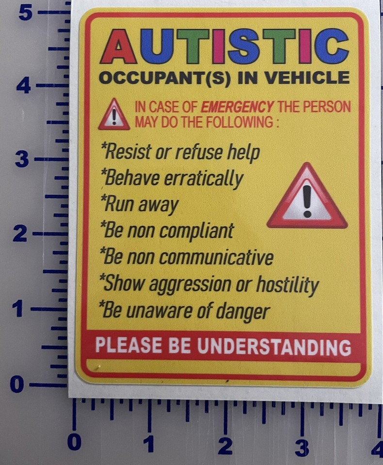 Autistic sticker occupant in vehicle decal autism awareness car truck ...