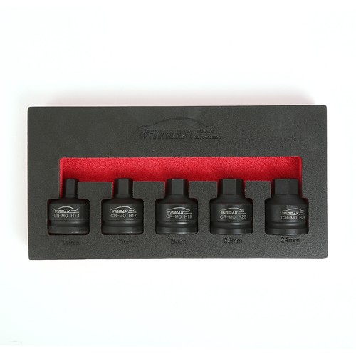 5pc Metric 14 17, 19,22, 24mm, Cr-Mo Steel 3/4" Inch Drive Impact Hex ...