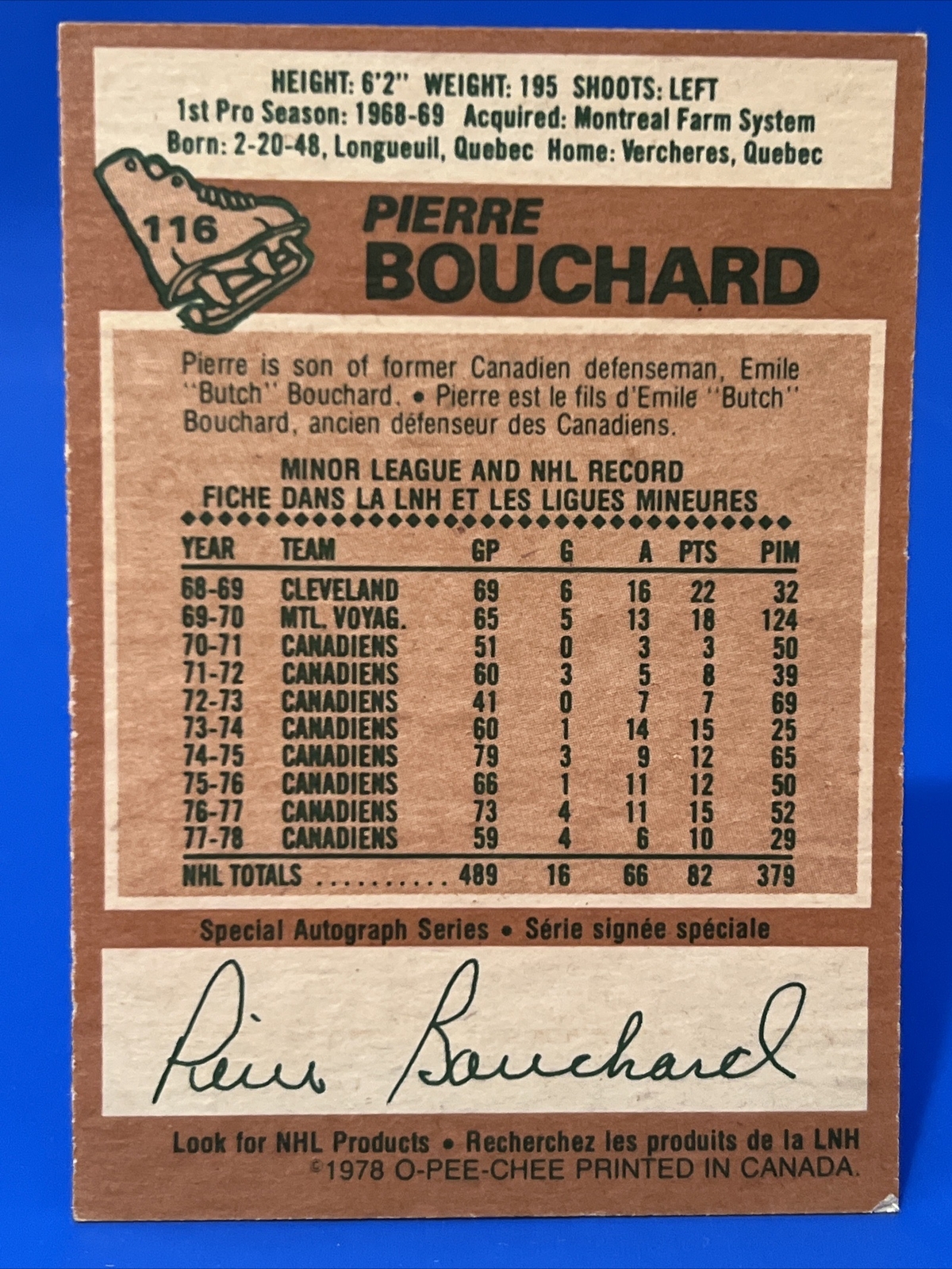 1978-79 O-Pee-Chee Pierre Bouchard Card #116 Montreal Canadiens | eBay