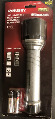 Husky LED Flashlight 500 Lumens Aluminum Dual Beam - Unbreakable | eBay