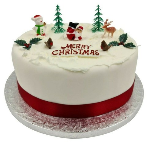 10 piece SET Merry Christmas Cake Decorations yule log cupcake toppers ...