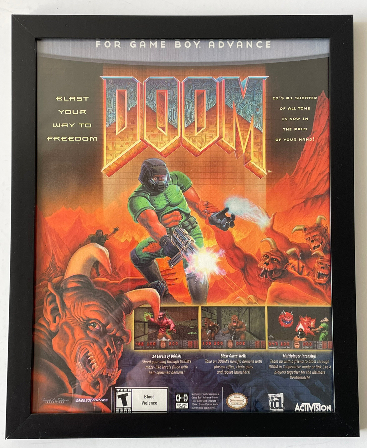 VTG Doom Nintendo Game Boy Advance GBA Print Ad Framed Art Poster Game ...