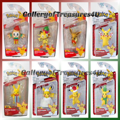 Pokemon Holiday Battle Figure Rowlet Eeve Meowth or Pikachu Present ...