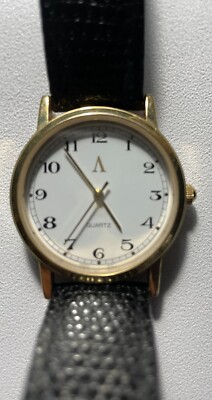 Vintage Avon Unisex Quartz Watch with Big Numbers and Black Leather ...