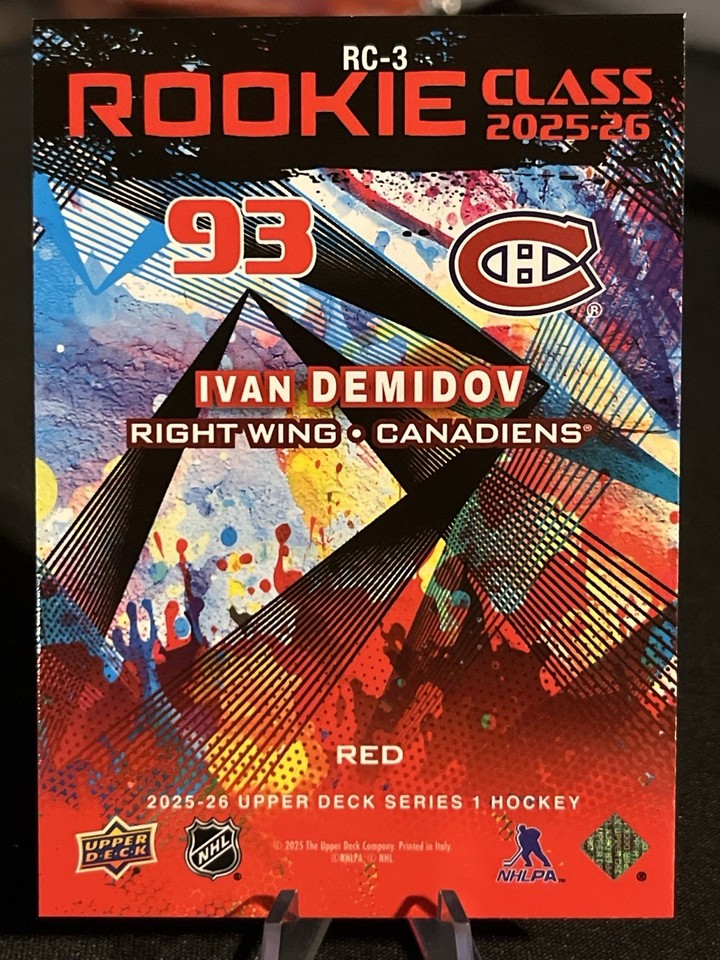 Ivan Demidov RC - Upper Deck ROOKIE CLASS RED Color Match Parallel card ...