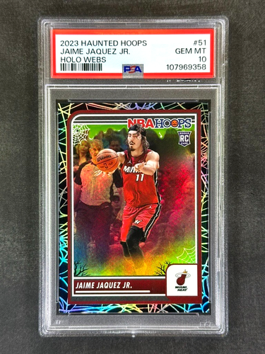 2023 Panini Haunted Hoops #51 Jaime Jaquez Jr. Holo Webs Rookie RC PSA ...