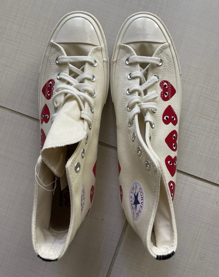Comme Des Garcons CDG Multi Heart Multiple Chuck 70 White Hi High Top ...
