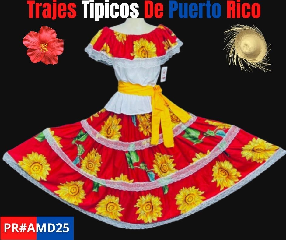 Puerto Rico Jíbara Dress 3PC Set – Amapola & Caribbean Floral Print. | eBay