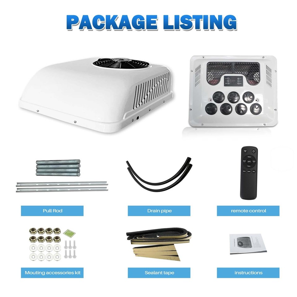 12V RV Air Conditioner Electric Rooftop AC Unit Fit Caravan Campervan ...