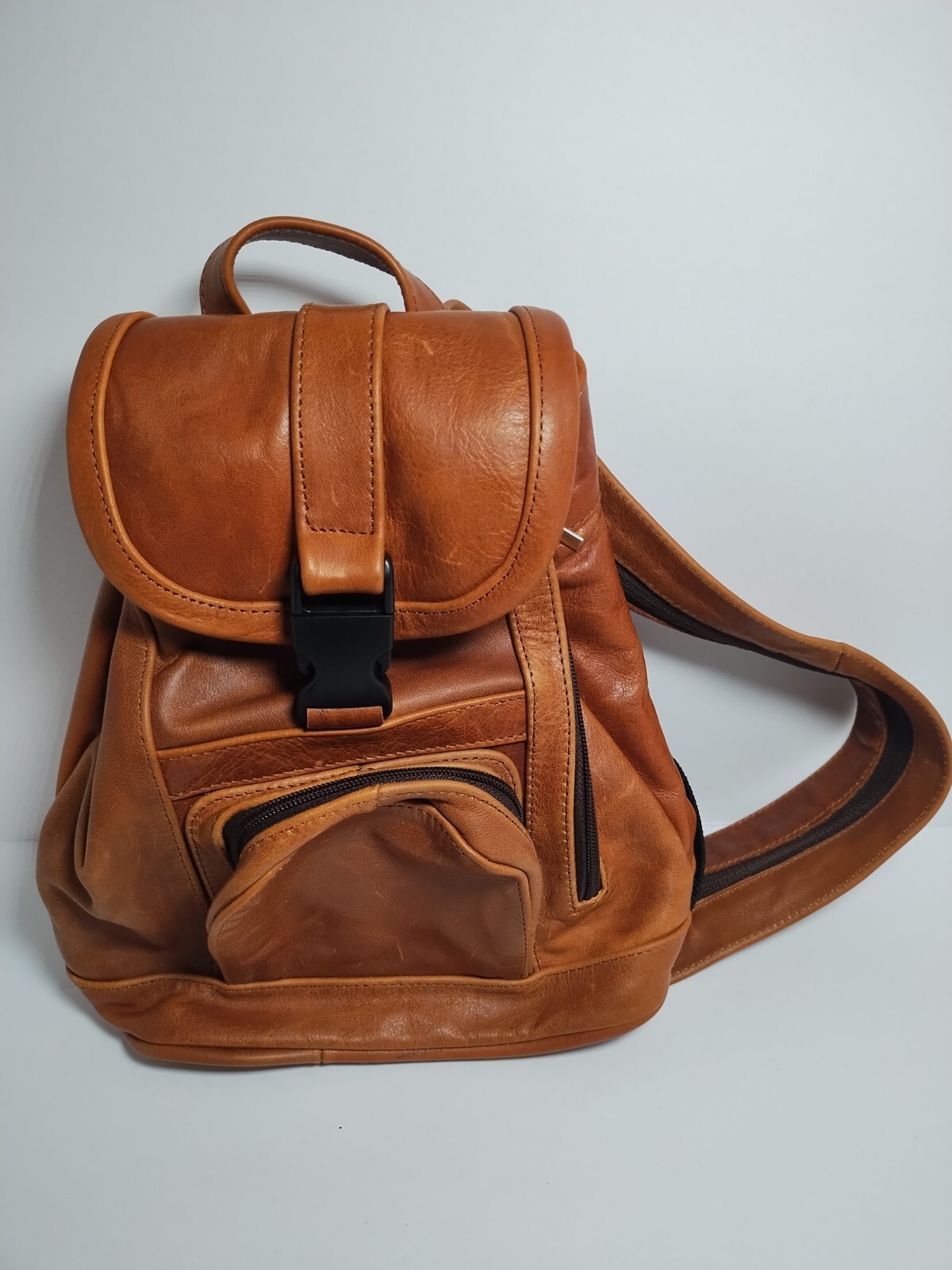 Vintage Genuine 100% Full Leather Grain Small Backpac… - Gem