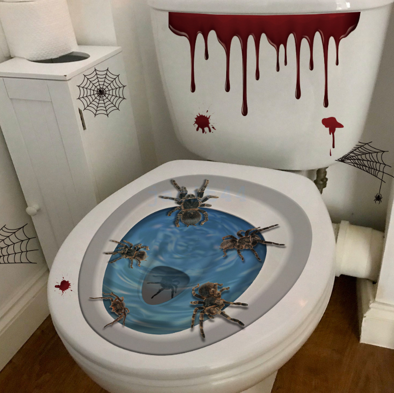 Halloween Scary Toilet Seat Waterproof Sticker Decoration Party Scary ...