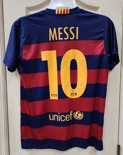 Lionel Messi FCB Qatar Foundation #10 UNICEF Soccer Jersey Men's Large ...