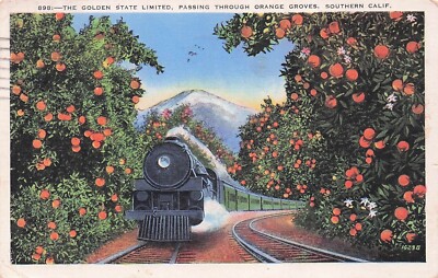 Postcard Vin(1)CA, Southern Golden State Lmt/Orange Groves 898 P '36 ...