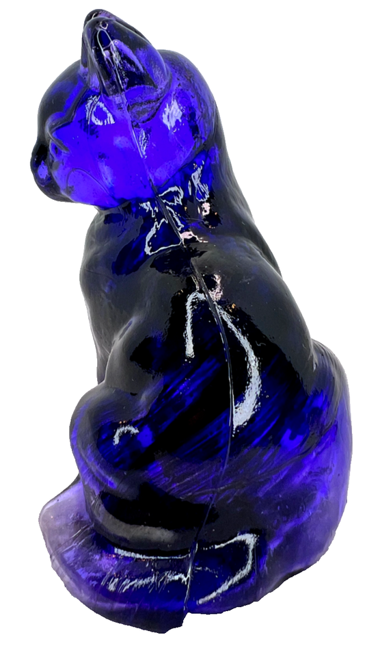 Fenton Dave Fetty 2021 Purple Hand Blown Sitting Cat Figurine - Signed ...
