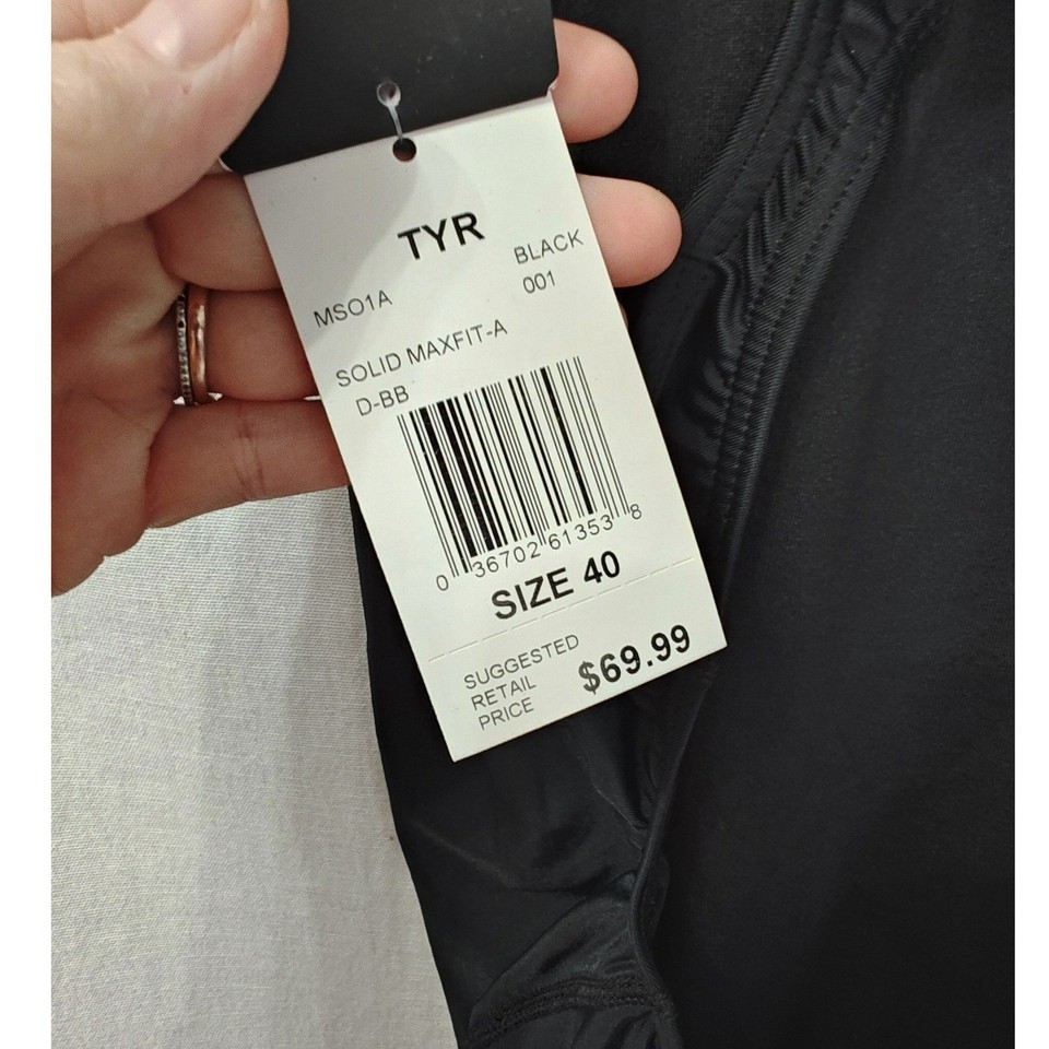 TYR Maxfit Swimsuit One Piece Black 40 1X XL 16 18 20 Plus Keyhole ...