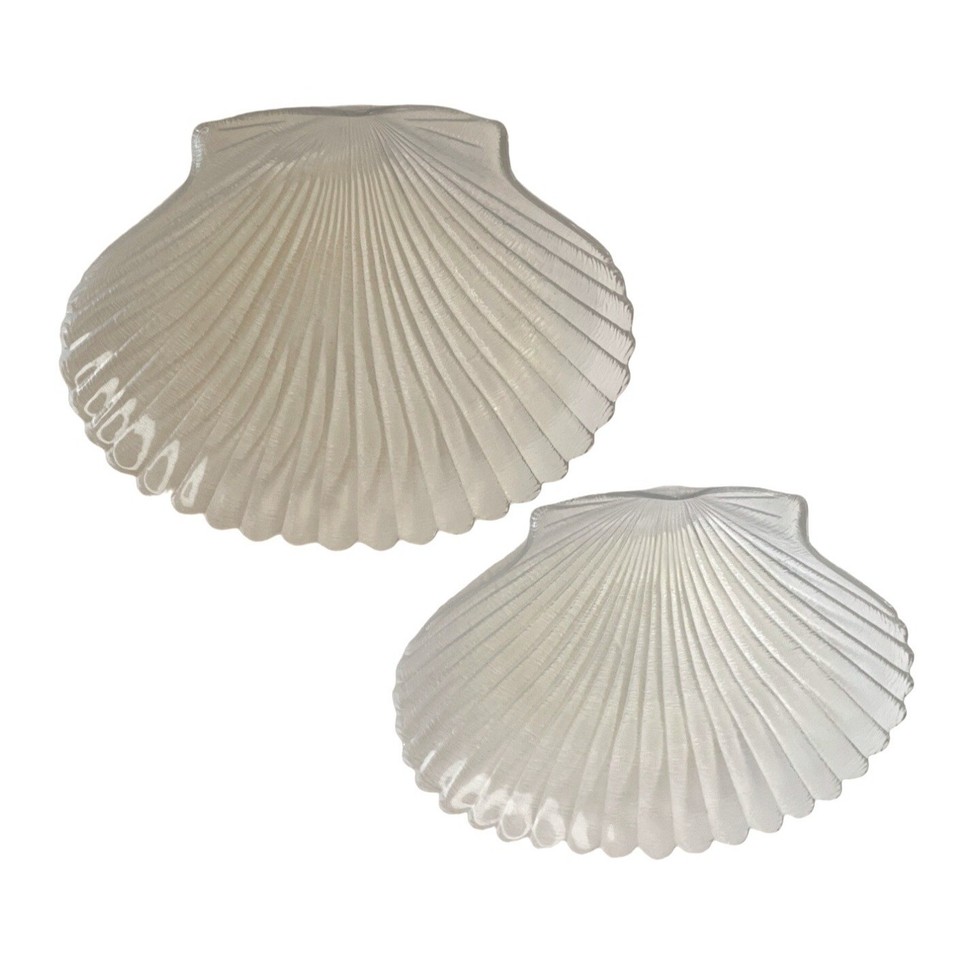 Clam Shell Seashell Shaped Clear Plates 8" x 7.75" x 1" Set of 2 | eBay