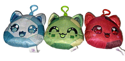🔥 APHMAU Meemeows Clip Keychain LOT of 3 Diamond Cat+Emerald Green Cat ...