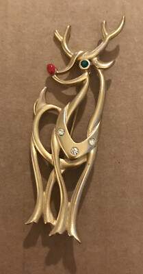 Vintage Christmas Pin Brooch Rudolph The Red Nosed Reindeer | eBay