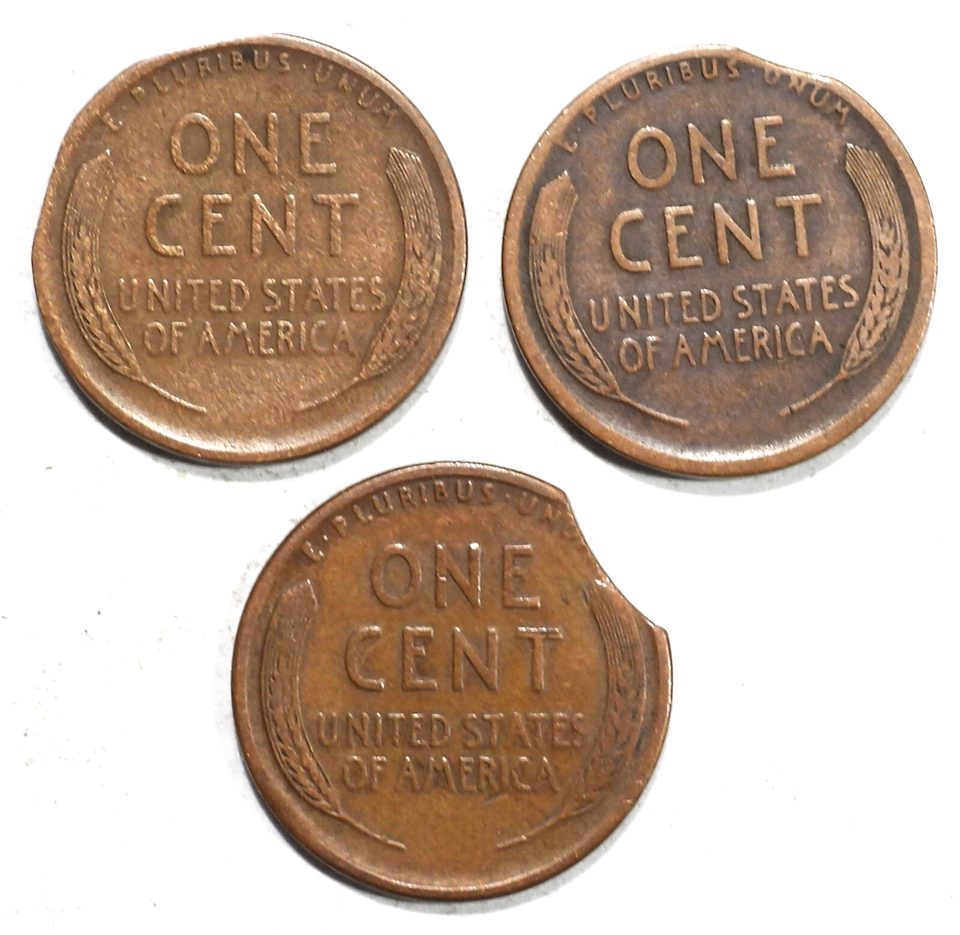 3 Mint Error Lincoln Cents-1919-S Double Clip, 1919-S & 1928-S Clip ...