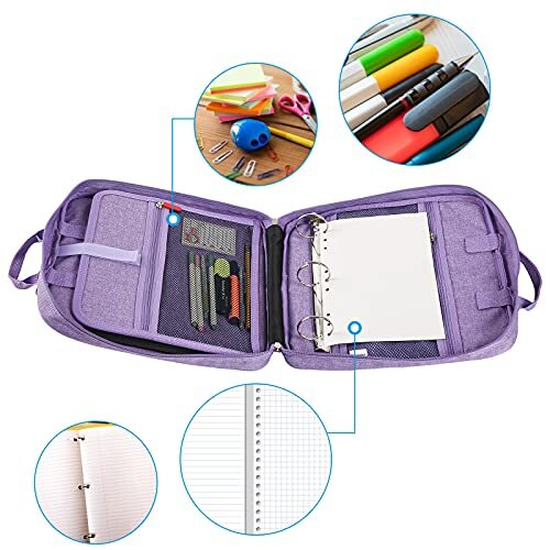 Zipper Binder with Shoulder Strap & Handle 3 ORing Binder for 2 inch ...