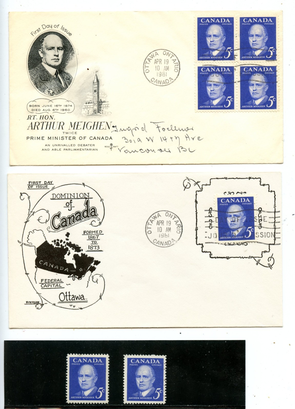 LOT 32598 393 FOUR FDC COVERS PLUS I MINT & 1 USED CANADA | eBay