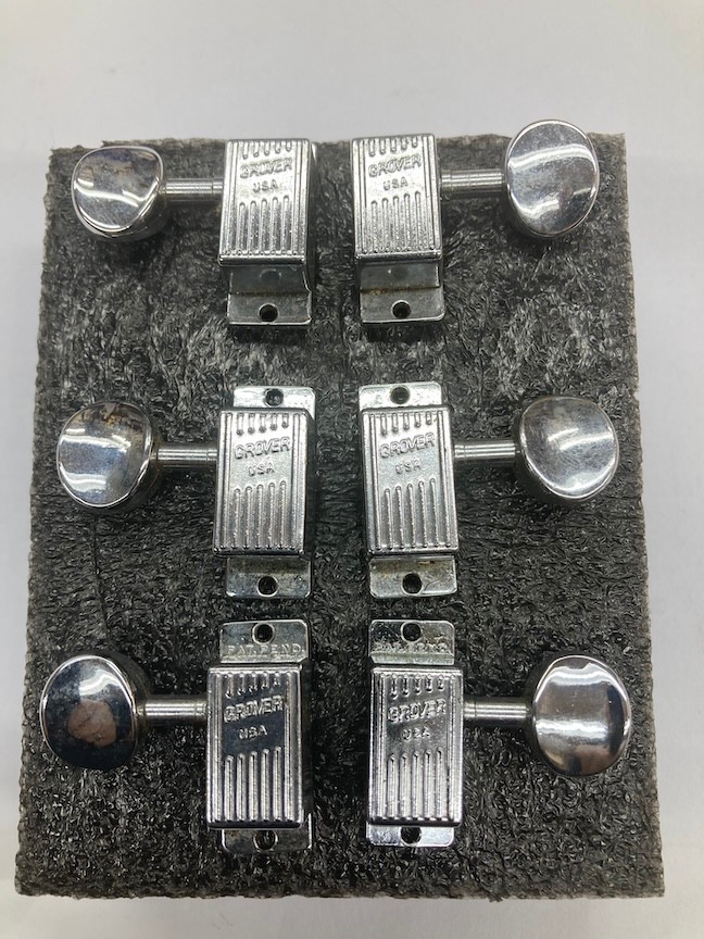 Vintage Grover slimline guitar tuner set chrome for slot head 6 pcs ...