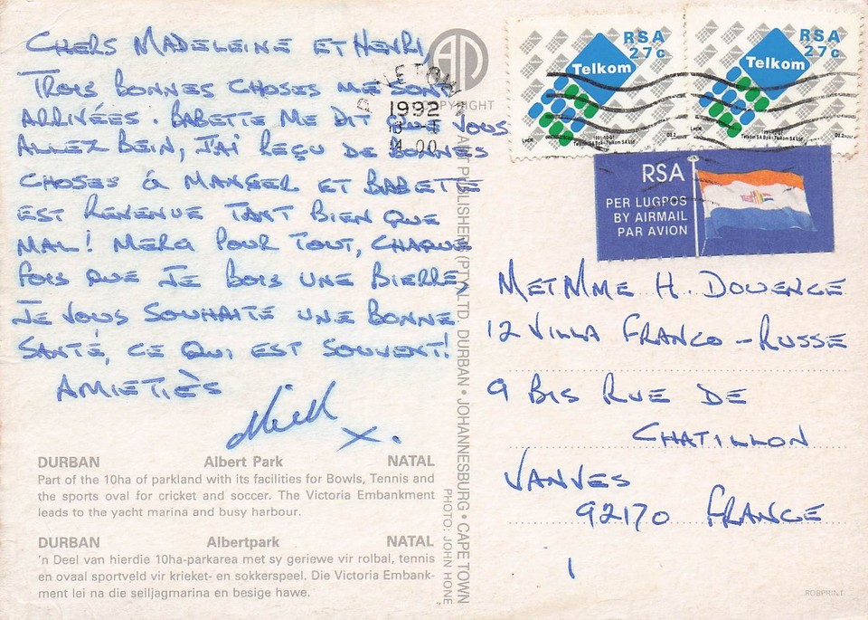 AFRIQUE DU SUD DURBAN ALBERT PARK | eBay UK