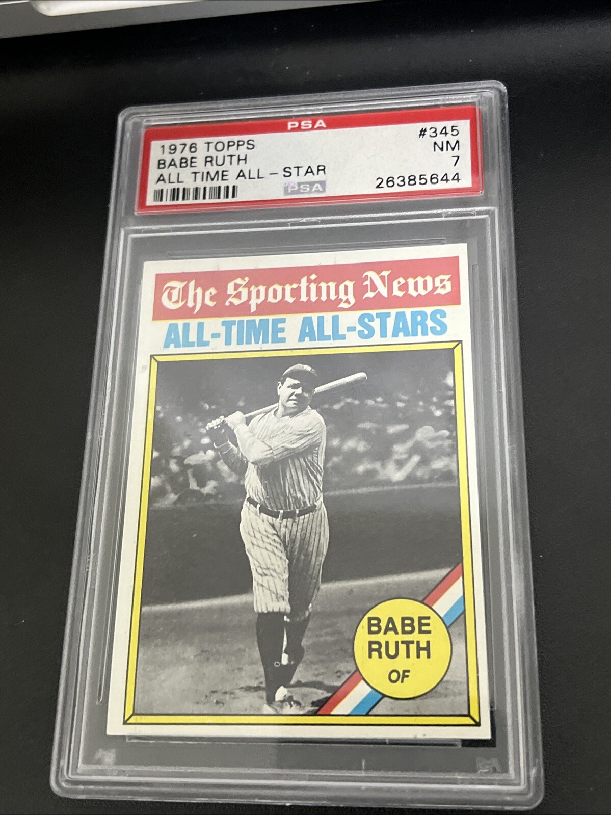 1976 TOPPS #345 BABE RUTH Sporting News ALL TIME ALL STARS GRADED PSA 7 ...