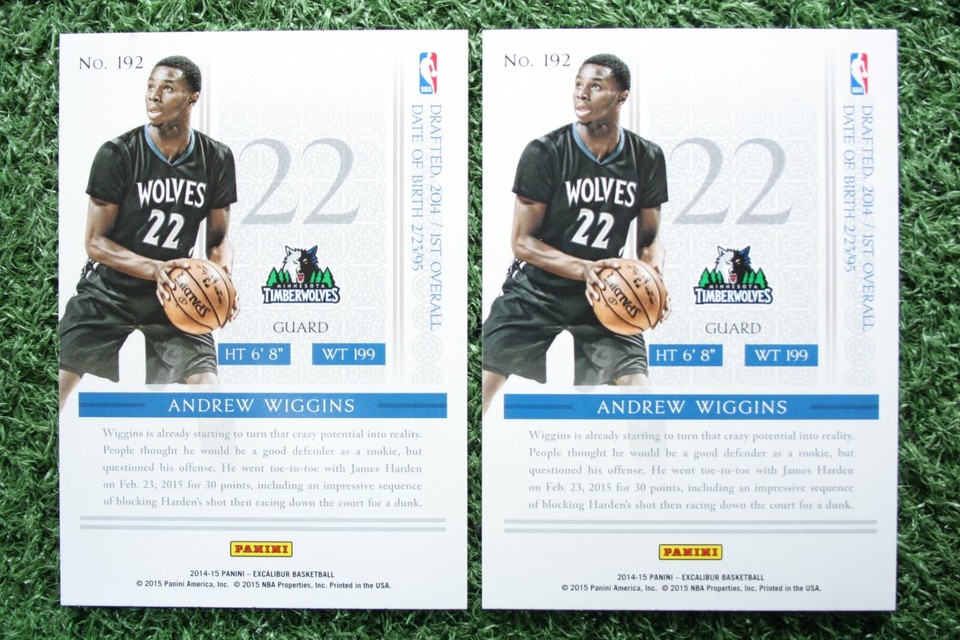 Andrew Wiggins 2 Card Lot 2014-15 Panini Excalibur #192 Rookie RC | eBay