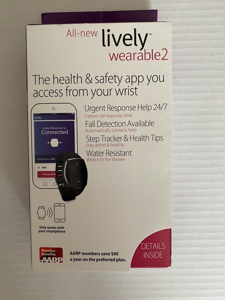 Medical Alert Watch Lively Wearable2 Mobile Plus Step Tracker - Black ...