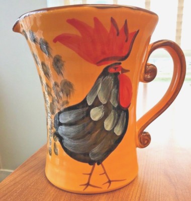 Hand Painted Marco E Cristina Ceramic Rooster Pitcher Italy Pottery, | eBay