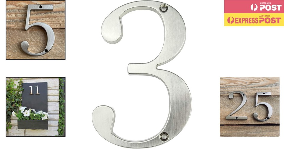 4 Inch Modern House Number Signage in Silver - Perfect for Any Entrance ...