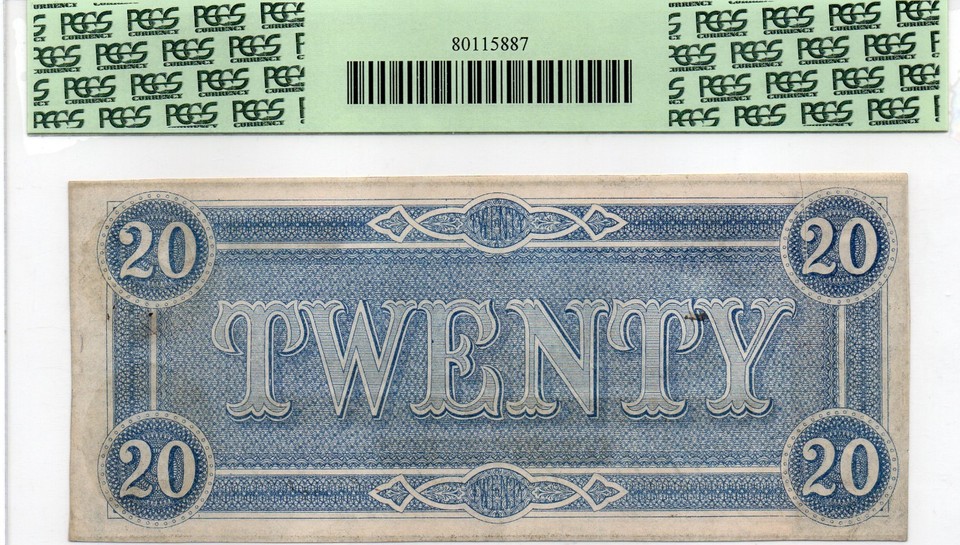 1864 $20 CONFEDERATE CURRENCY PMG 58 EPQ CIVIL WAR NOTE | eBay