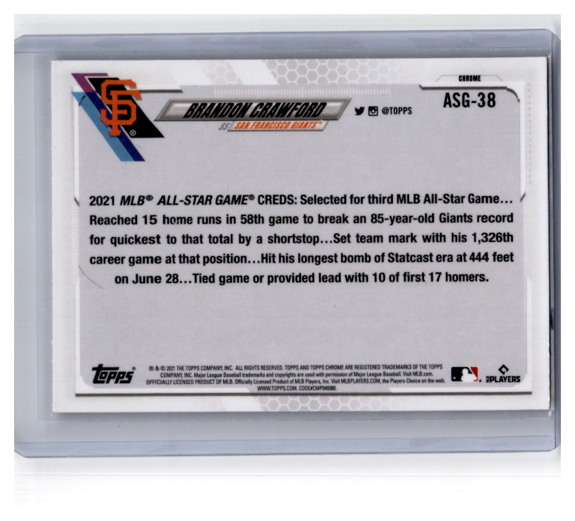 2021 Topps Chrome Update #ASG-38 Brandon Crawford 2021 All-Star Game ...