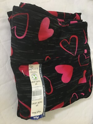 New Terra & Sky Women Plus Black Heart Capri Leggings Super soft many ...