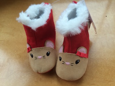 NWT Gymboree Snow Cozy Mouse Red Crib Boots Booties Shoes Baby Girl 01 ...
