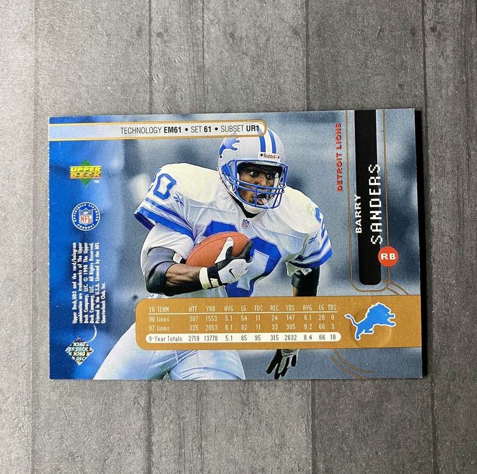 1998 Upper Deck Barry Sanders Upper Realm EM61 Set 61 Subset #UR1 Lions 0225 | eBay