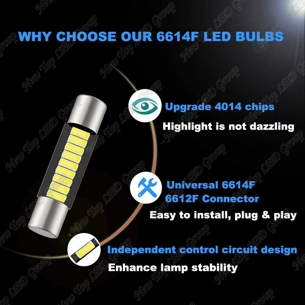 4x White LED 6614F 6641 TS-14V1CP F30-WHP Fuse Visor Vanity Mirror ...