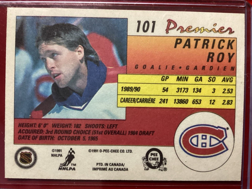 PATRICK ROY 1991 O-Pee-Chee Premier Montreal Canadiens #101 | eBay