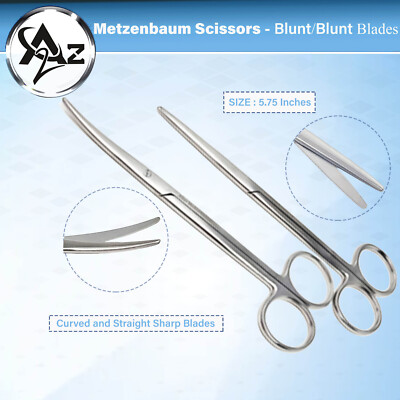 Metzenbaum Scissors Straight & Curved 5.75"Plastic Surgery Dissecting ...