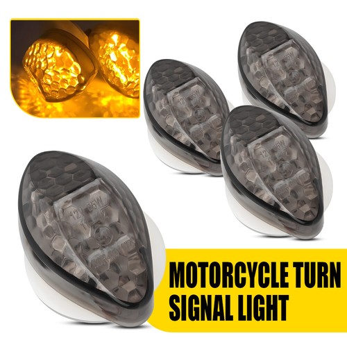 4x Universal LED Motorcycle Front Turn Signal Amber Lights Blinker ...