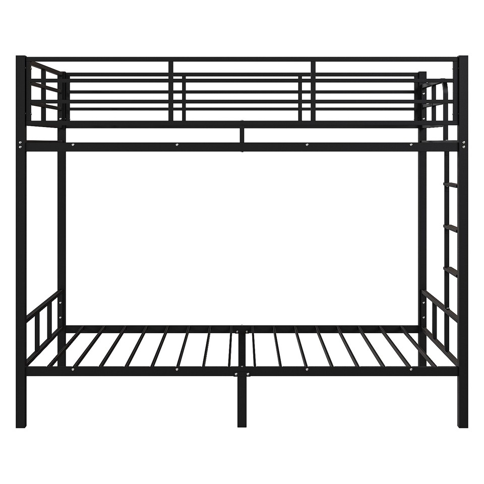 Black Twin Bunk Bed Square Tube High Guardrail Side Ladder Opening Iron ...