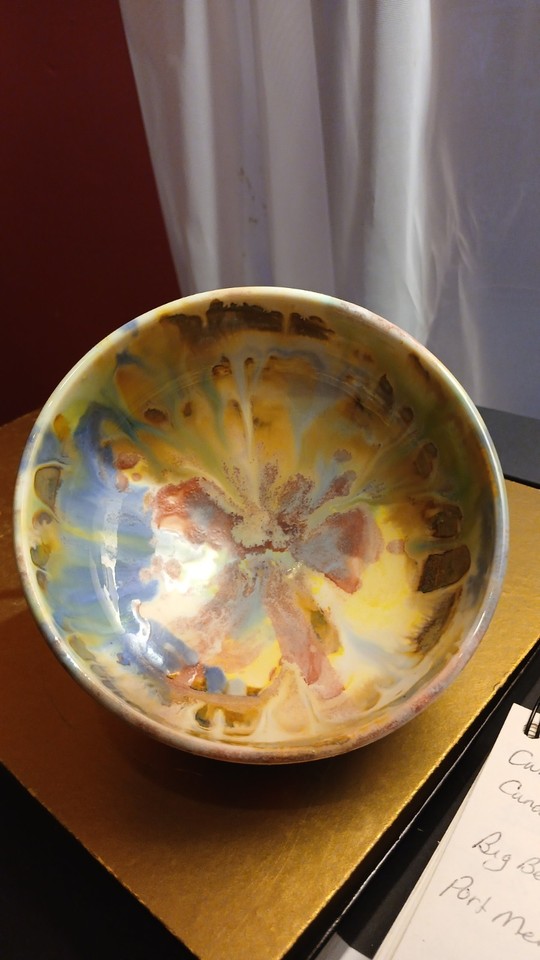“Vintage Studio Pottery Bowl Abstract Multicolor Glaze Art Ceramic ...
